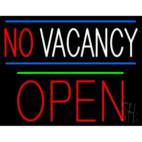 No Vacancy Block Red Open Green Line LED Neon Sign 24 x 31 - inches ...