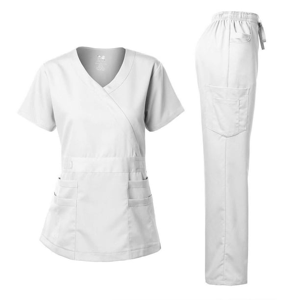 Dagacci Medical Uniform Women's Scrub Set Stretch and Soft Y-Neck Top ...
