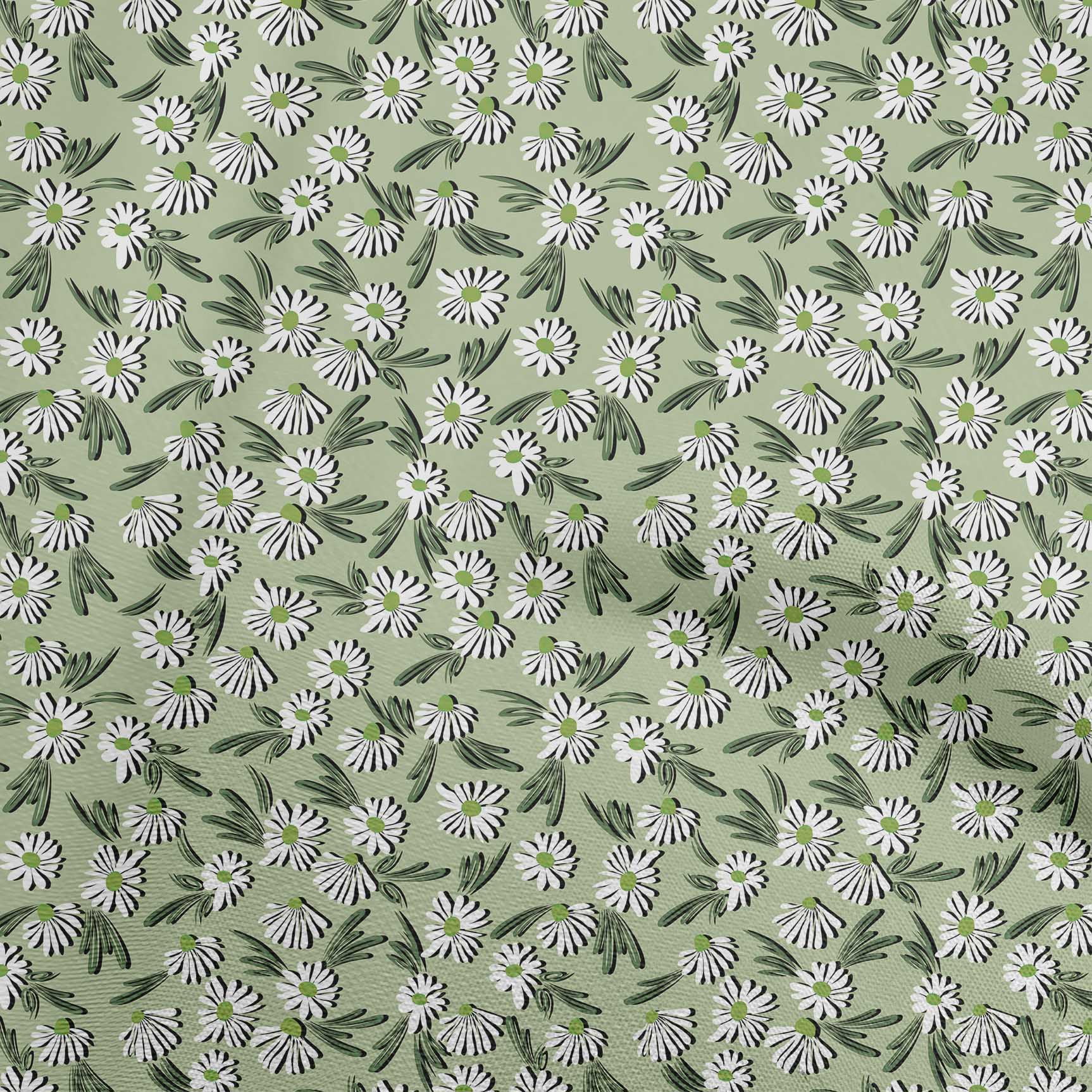 oneOone Cotton Poplin Light Green Fabric Floral Dress Material Fabric ...