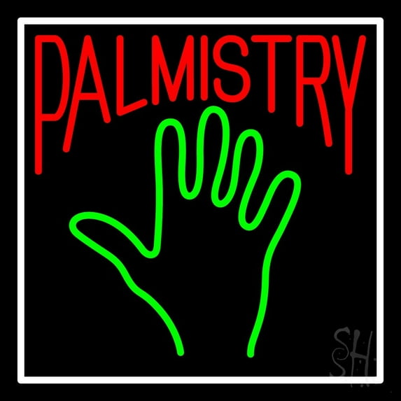 Red Palmistry LED Neon Sign 24" Tall x 24" Wide - inches Black Square ...