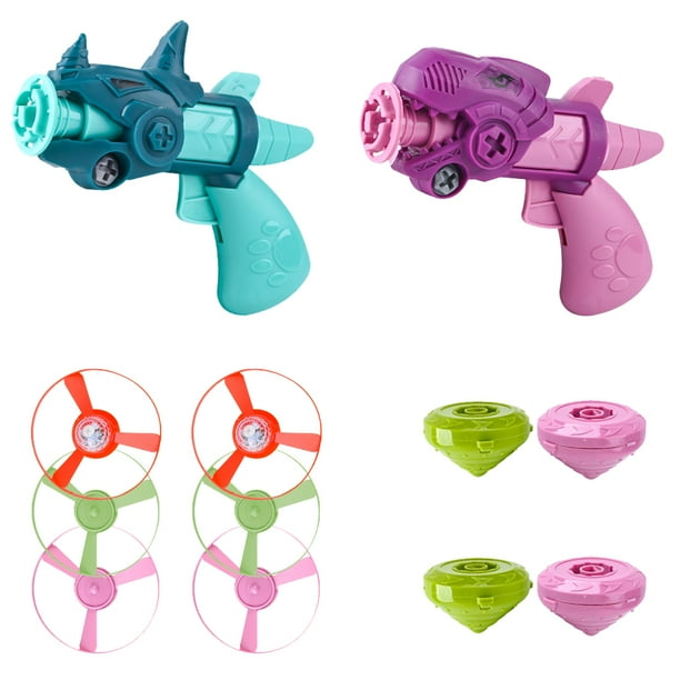 Luminous Top Spinning disc toy gun, fun outdoor flying toys for kids, 2 ...