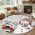 6ft Round Rug Grey Snowman Christmas Area Rugs for Living Room Bedroom ...