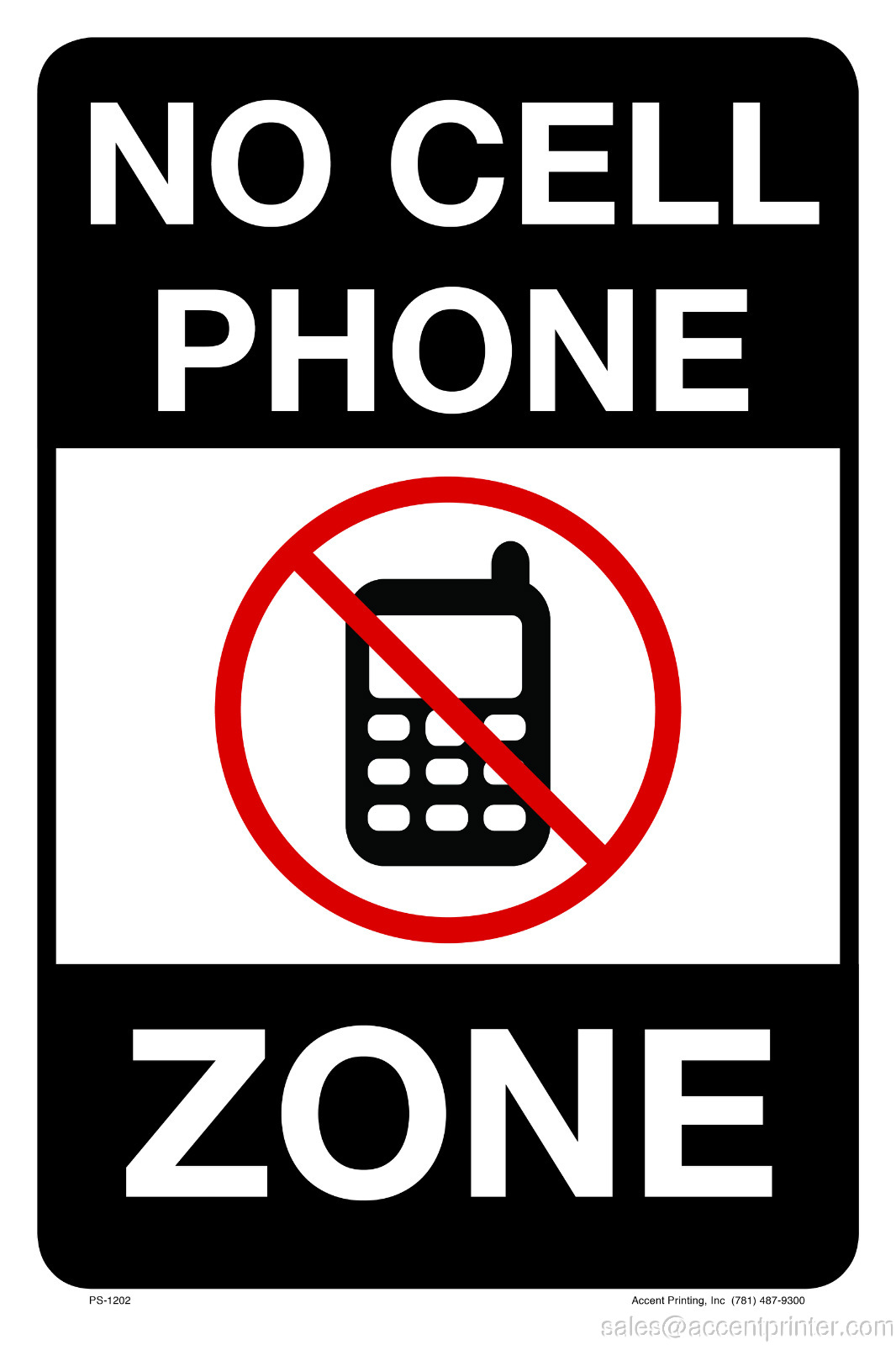 No Cell Phone Zone Parking Sign, 12"w x 18"h, Full Color - Walmart.com