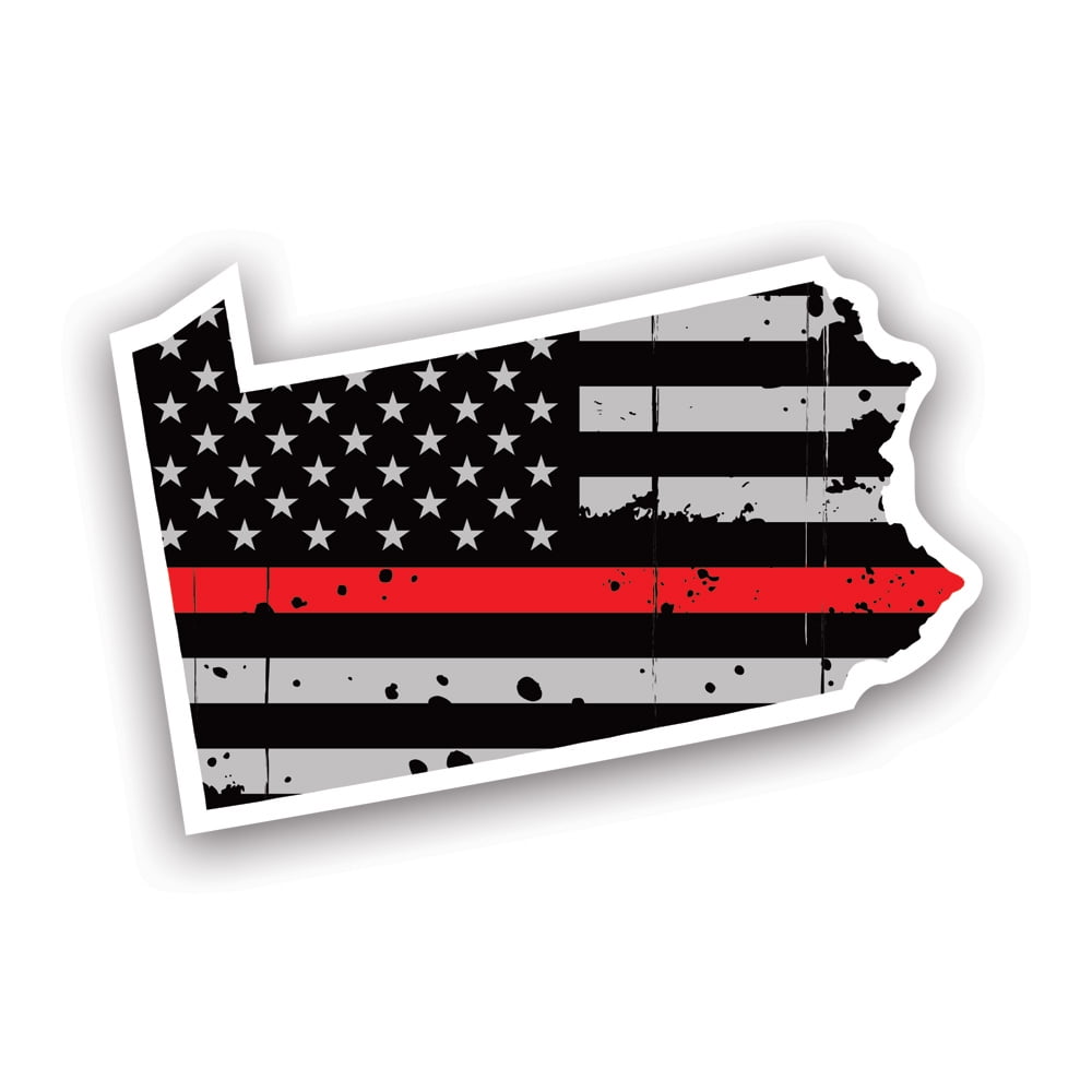 Distressed Thin Red Line Pennsylvania State Shaped Subdued US Flag ...