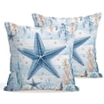 Blue Starfish Pillow Covers Set of 2, Nautical Coastal Shell Bubble ...