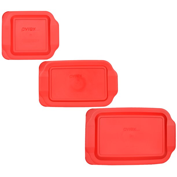 Pyrex Replacement Lids 222-PC, 232-PC, and 233-PC Red Plastic Covers ...