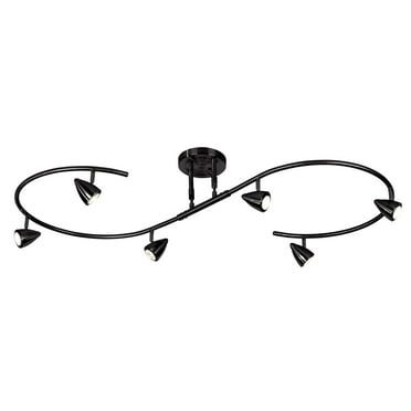 Pro Track Mini S-Wave 6-Head LED Ceiling Track Light Fixture Kit Spot ...