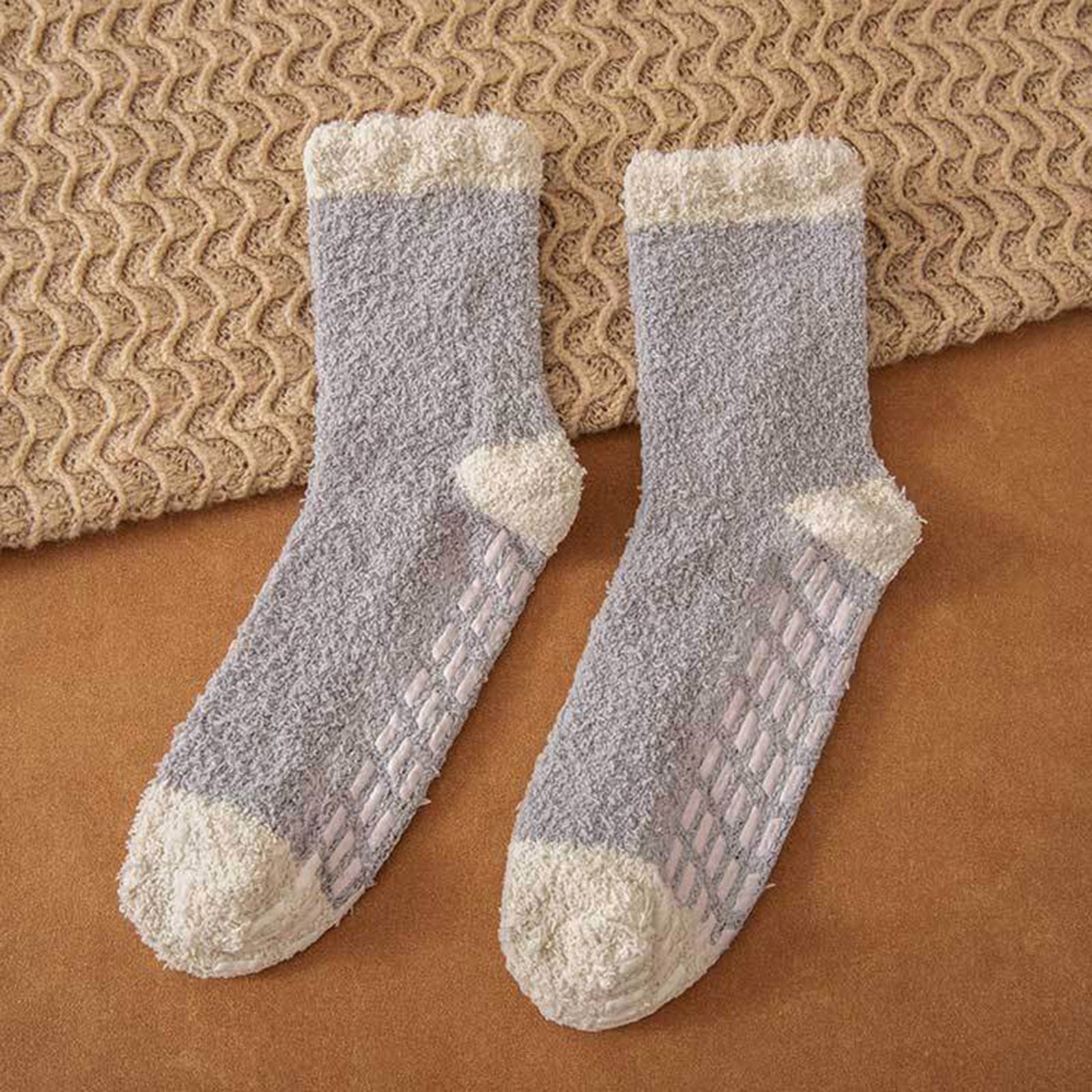 Dyfzdhu Autumn Winter Socks For Women Contrast Color Coral Thermal ...