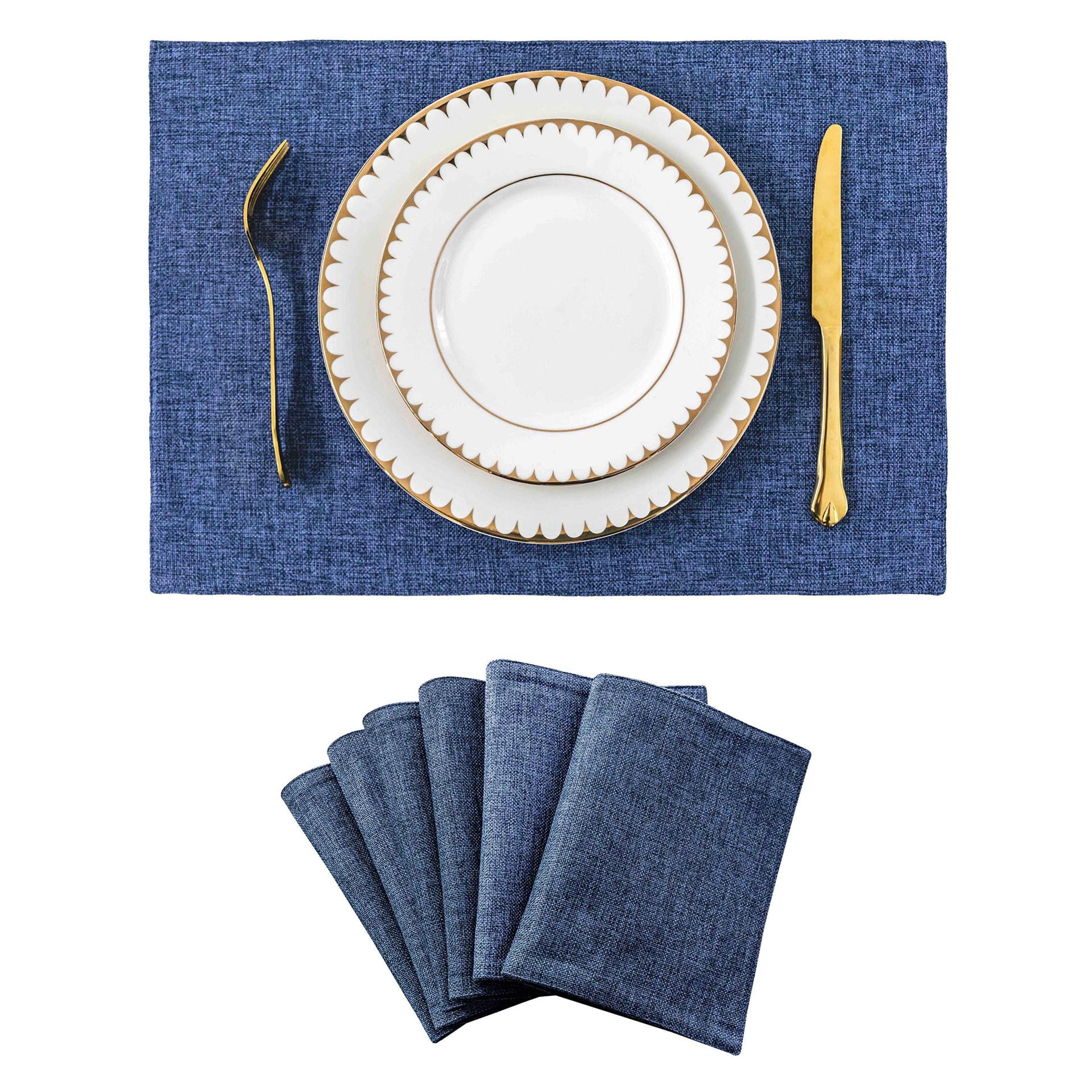 Click here for Xmhytop-A Dark Blue Linen Place Mats 6-Pack 48*33c... prices