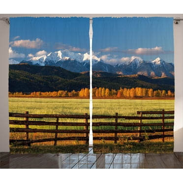 Rustic Curtains 2 Panels Set, Old Wooden Barn Door of Farmhouse Oak ...