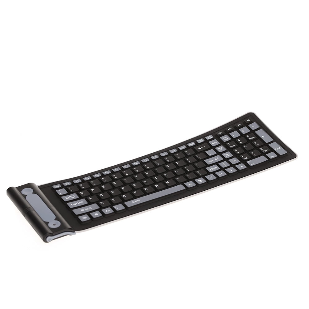 Foldable 2.4G Wireless Keyboard 107 Keys Portable Folding Soft Silicone ...