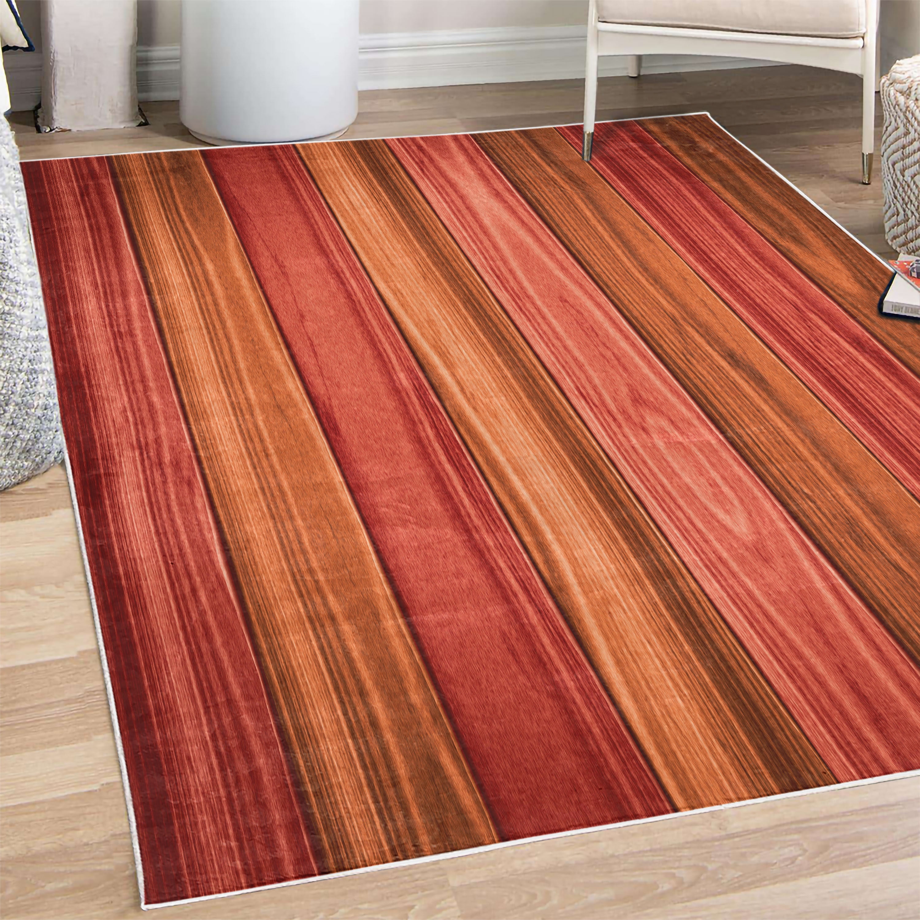 Rustic Decorative Rug, Vertical Wooden Planks Image Cottage Cabin Life ...