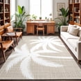 Beige Palm Tree Washable Living Room Rugs 9'x12', Summer Tropical Beach ...