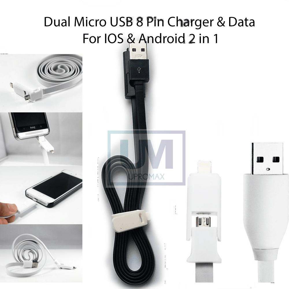 Dual Micro USB Lightning 3 Ft Cable 2-In-1 Charging And Data Sync IOS ...