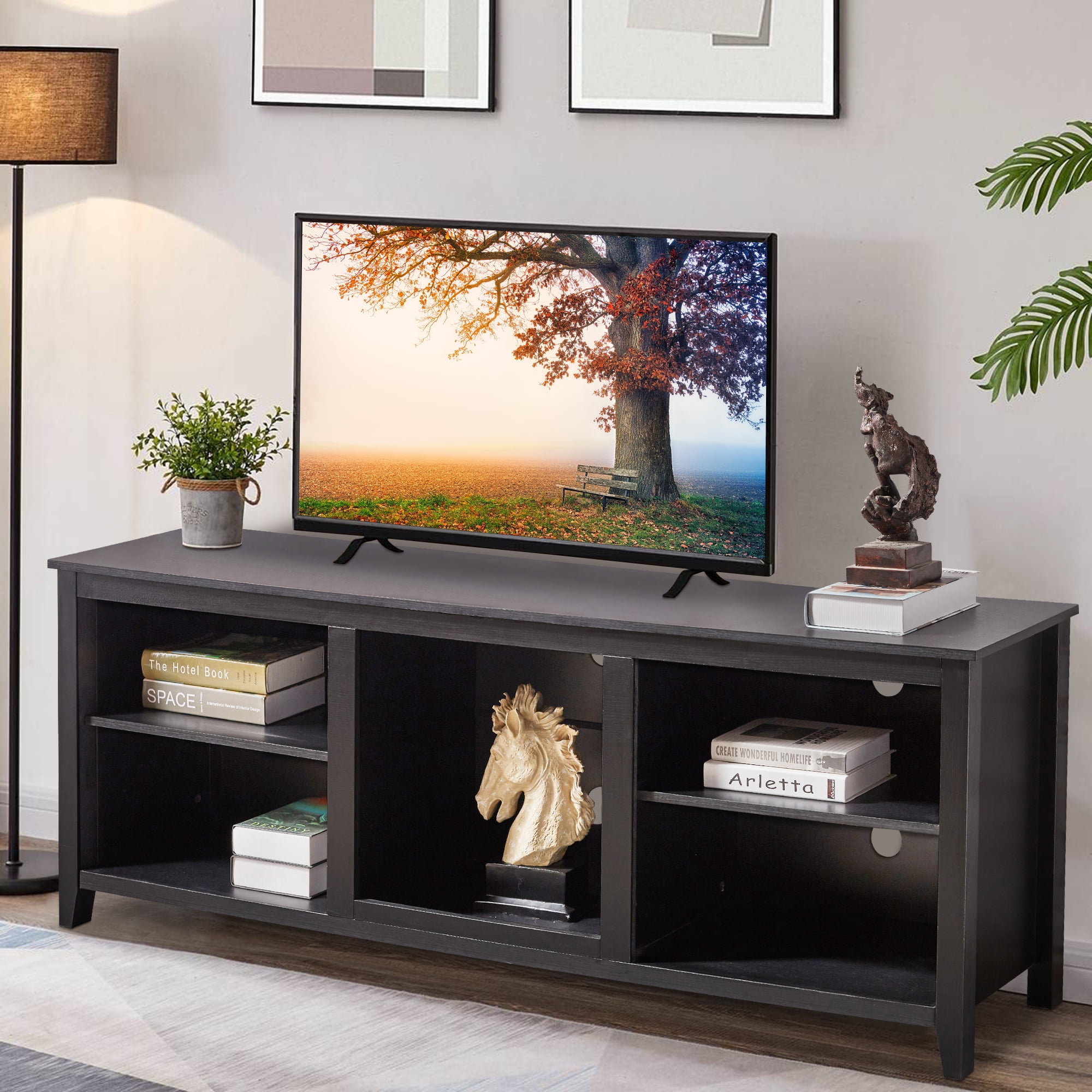 SYNGAR Industrial TV Stand for TV up to 70 inches, Wood TV Console ...