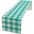 Buffalo Plaid Table Runner Teal Turquoise and White Kitchen Dinner ...