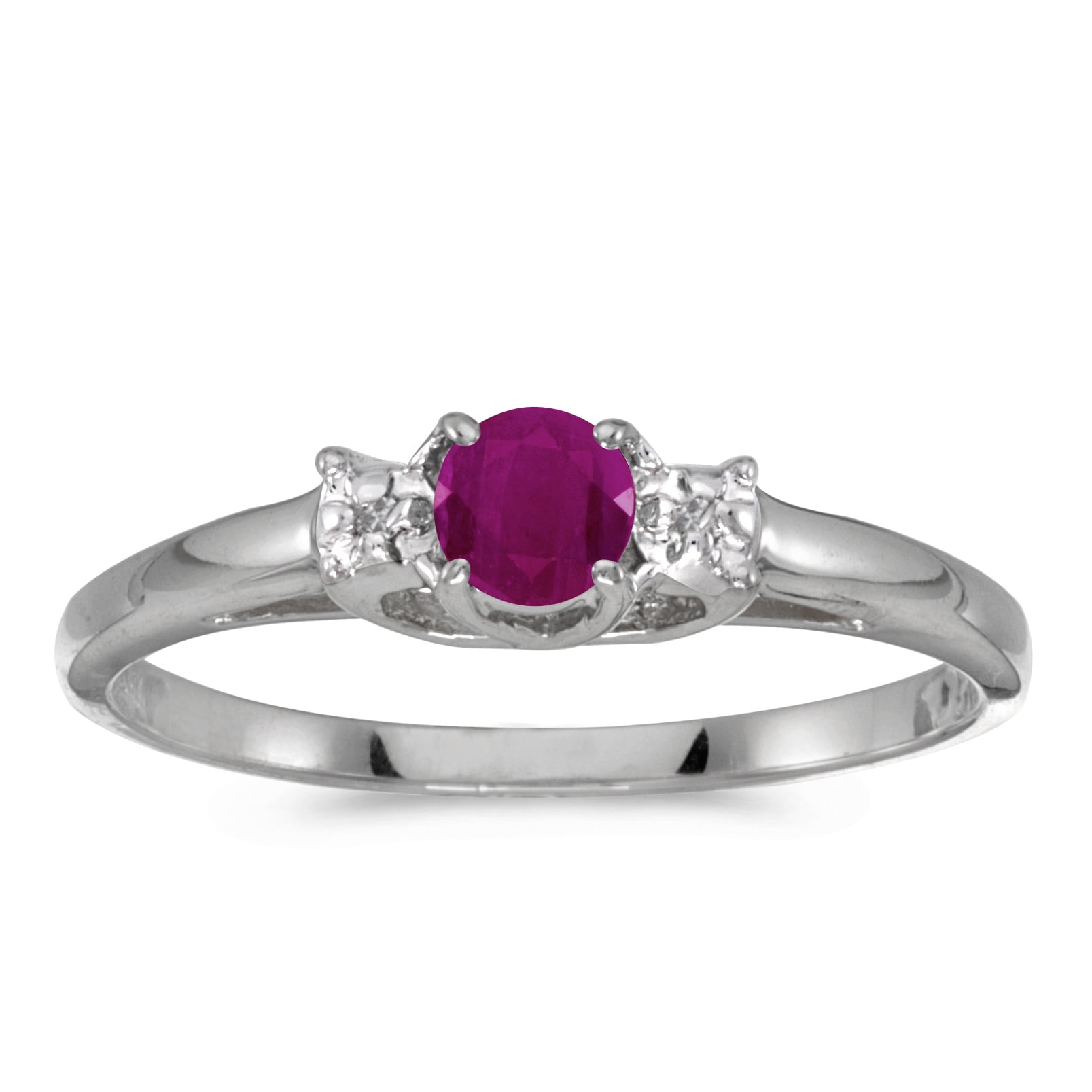 10k White Gold Round Ruby And Diamond Ring - Walmart.com