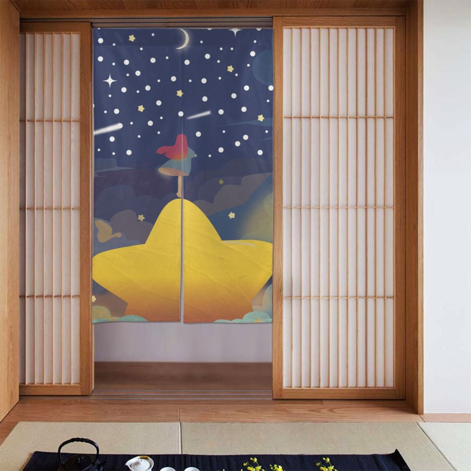 Doorway Drape Split Curtains, Magica Sky Stars Moon Girl Room Divider ...