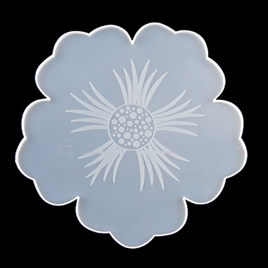 Large Flower Shape Resin Coaster Molds Diy Silicone Tray For Fruit Cup Geode Agate Platter Epoxy ...