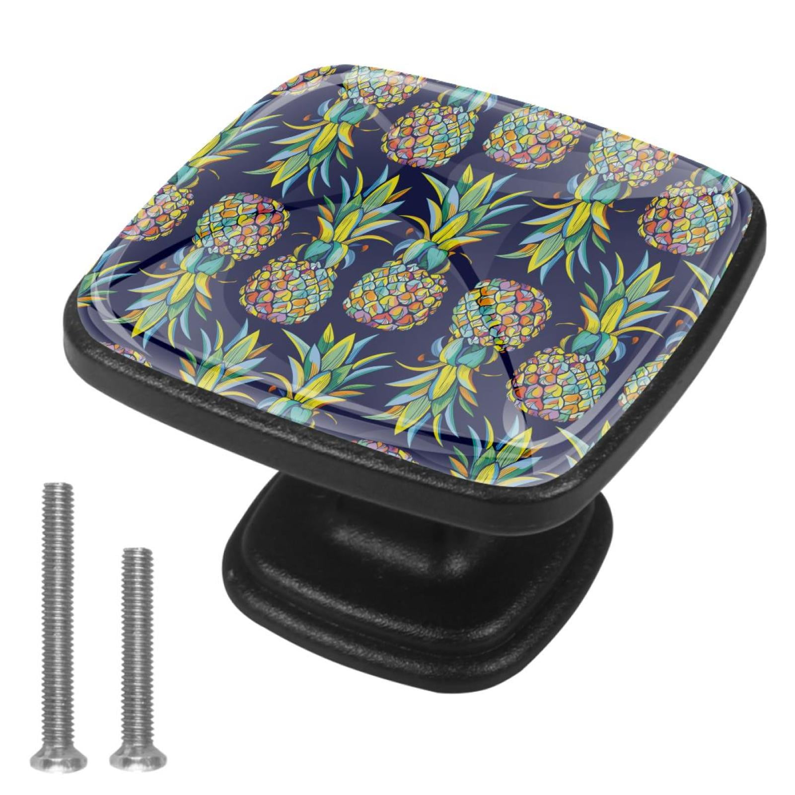 4 Pcs Cabinet Handle Drawer Pulls Pineapple Knobs with Screws Square ...