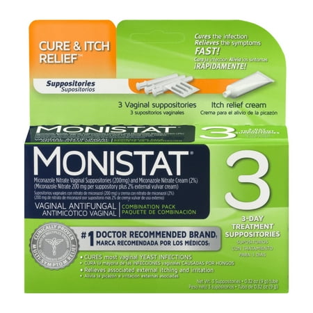 Monistat Cure & Itch Relief 3-Day Treatment Suppositories - 3 CT3.0 KIT ...