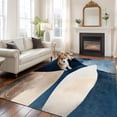 Abstract Geometric Rectangle Area Rug 8x10 ft Blue Gold Beige Dynamic ...