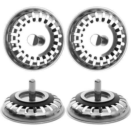 Set of 4 Kitchen Sink Plugs 80mm, Stainless Steel Kitchen Sink ...