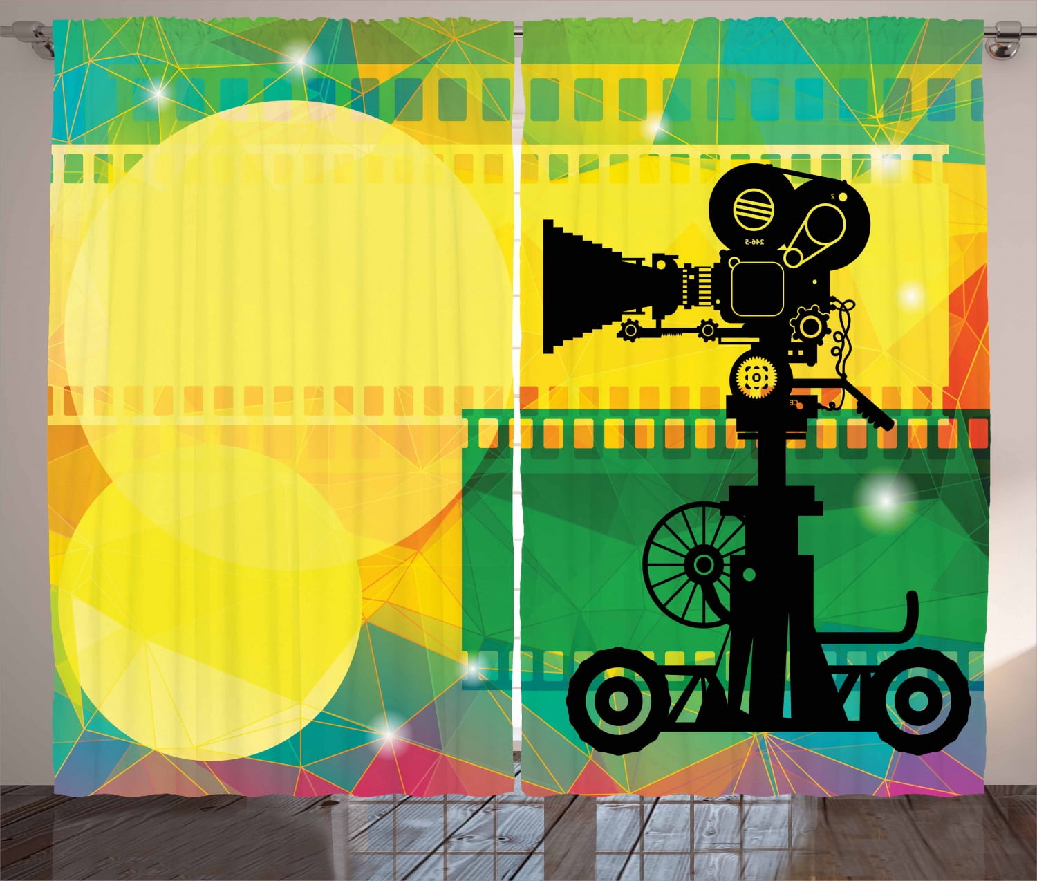 Movie Theater Curtains 2 Panels Set, Abstract and Vibrant Colored ...