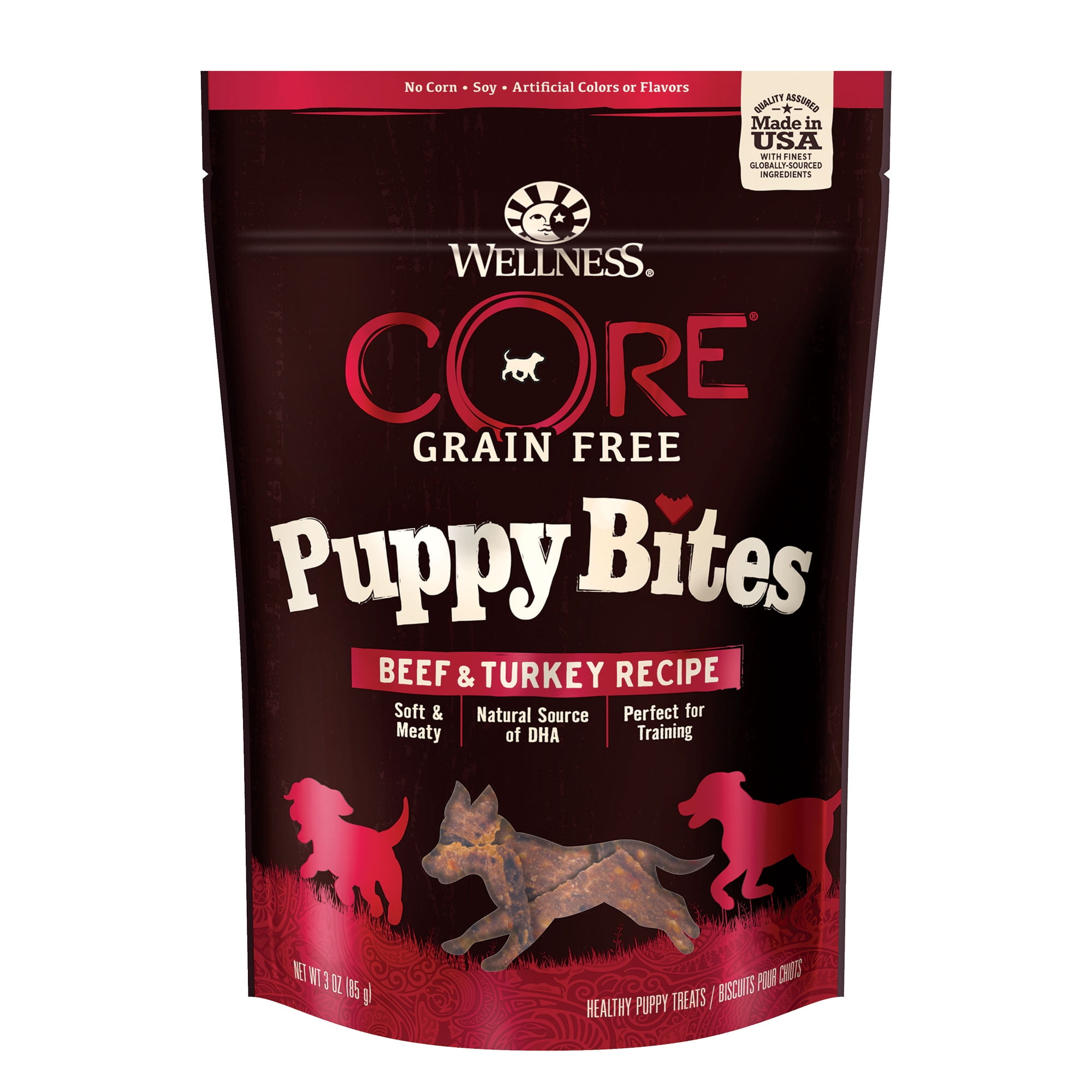 Wellness CORE Grain Free Puppy Bites, Beef & Turkey Recipe, 3 oz Bag ...