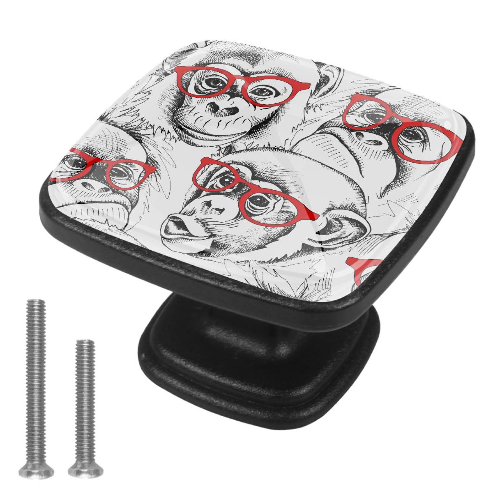 4 Pcs Cabinet Handle Drawer Pulls monkey Knobs with Screws Square ...