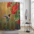 Bird Floral Shower Curtain for Bathroom, Red Flower Hummingbird Spring ...