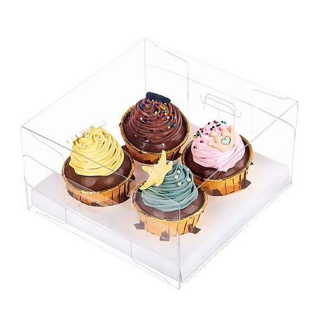 Cupcake Box Transparent Dessert Box Muffin Cup 4 6 12 Cup Cake Box ...