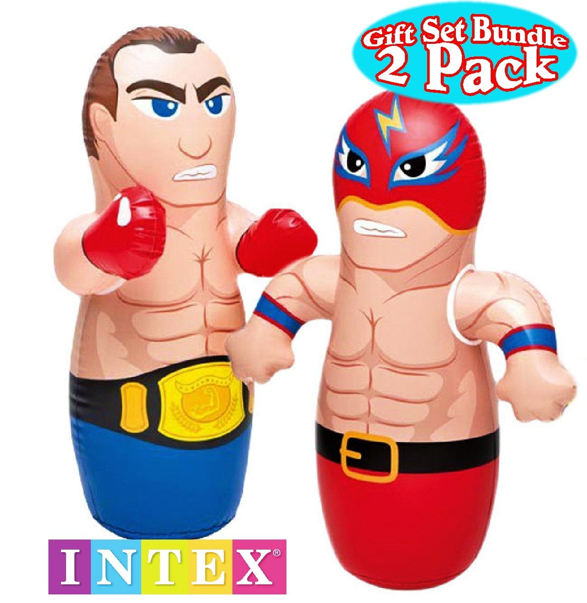 36" Intex 3D Bop Bag Blow Up Inflatable Boxer & Wrestler Gift Set ...