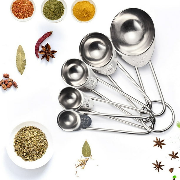 wolftale 5pcs/set Non-rusting Stainless Steel Measuring Spoons Powder ...