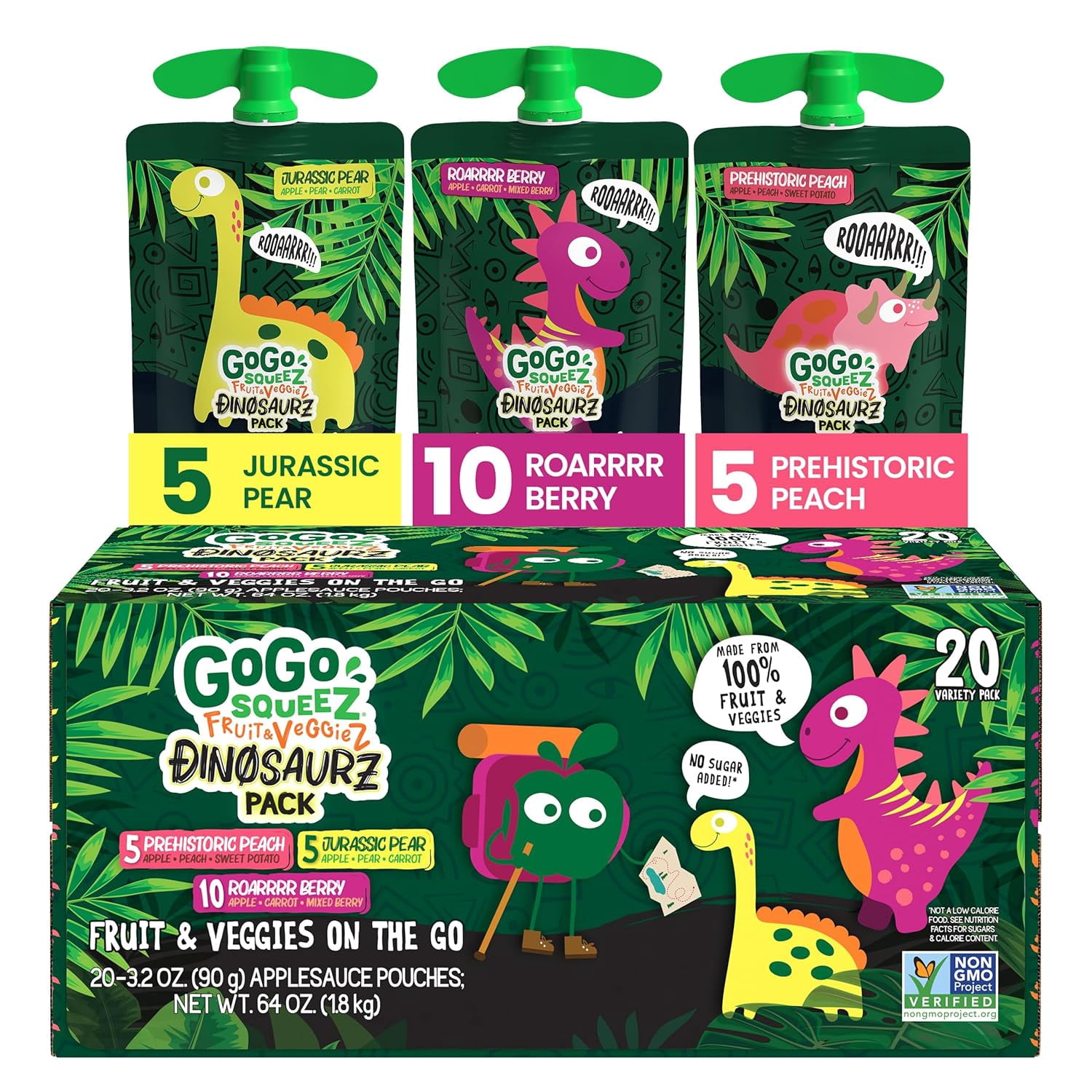 Fruit & veggieZ Applesauce and Puree Variety Pack, Jurassic Pear ...