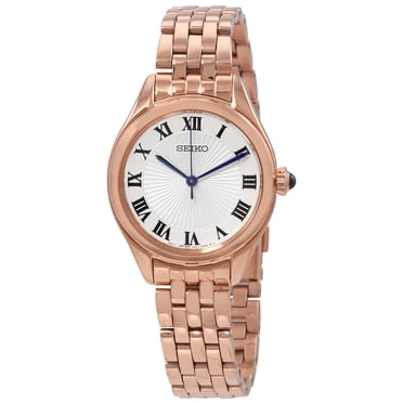 Seiko Classic Quartz White Dial Yellow Gold-tone Ladies Watch SUR412 ...