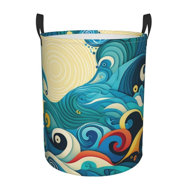 ZICANCN Abstract Ocean Waves Laundry Basket Organizer, Dirty Clothes ...