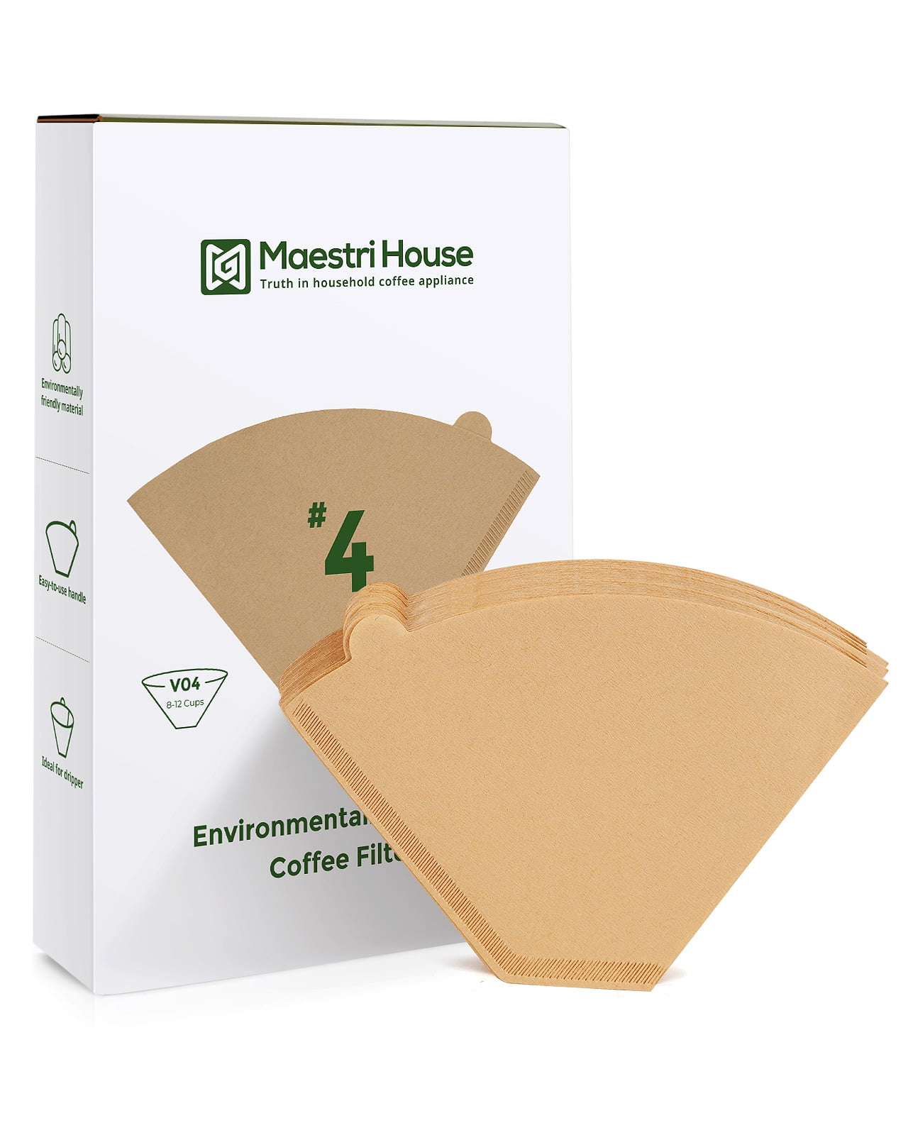 Maestri House Coffee Filter 8-12 Cups, 100 Count Natural Unbleached ...