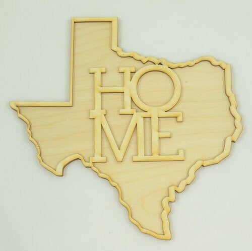 Package of 1, Large 1/4 Inch Texas State Cutouts w/"Home" For Art ...