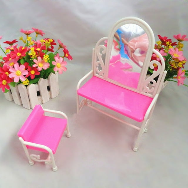 Kids Vanity Toys, Princess Makeup Table with Sweet Stool Pink Make-up ...