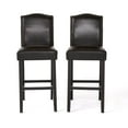 Auburn 30-Inch Brown Leather Backed Barstool with Espresso Finish and ...