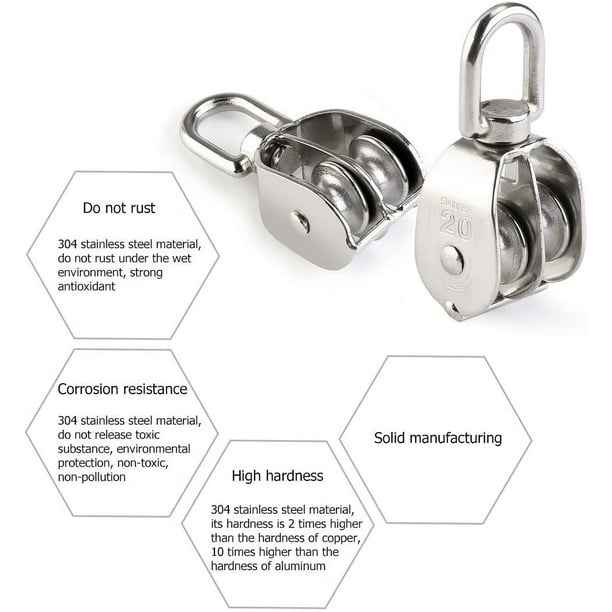 Double Pulley Block Stainless Steel 304 Wire Rope Crane Double Wheel ...