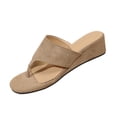 Samdudou Womens Wedges Open Toe Slip On Thong Style Faux Suede Finish ...