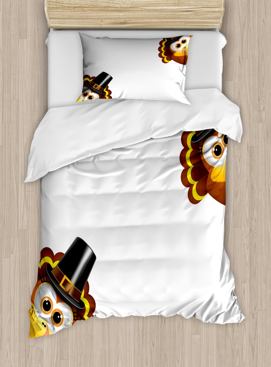 Turkey Duvet Cover Set Twin Size, Silly Turkey Cartoon Animal ...