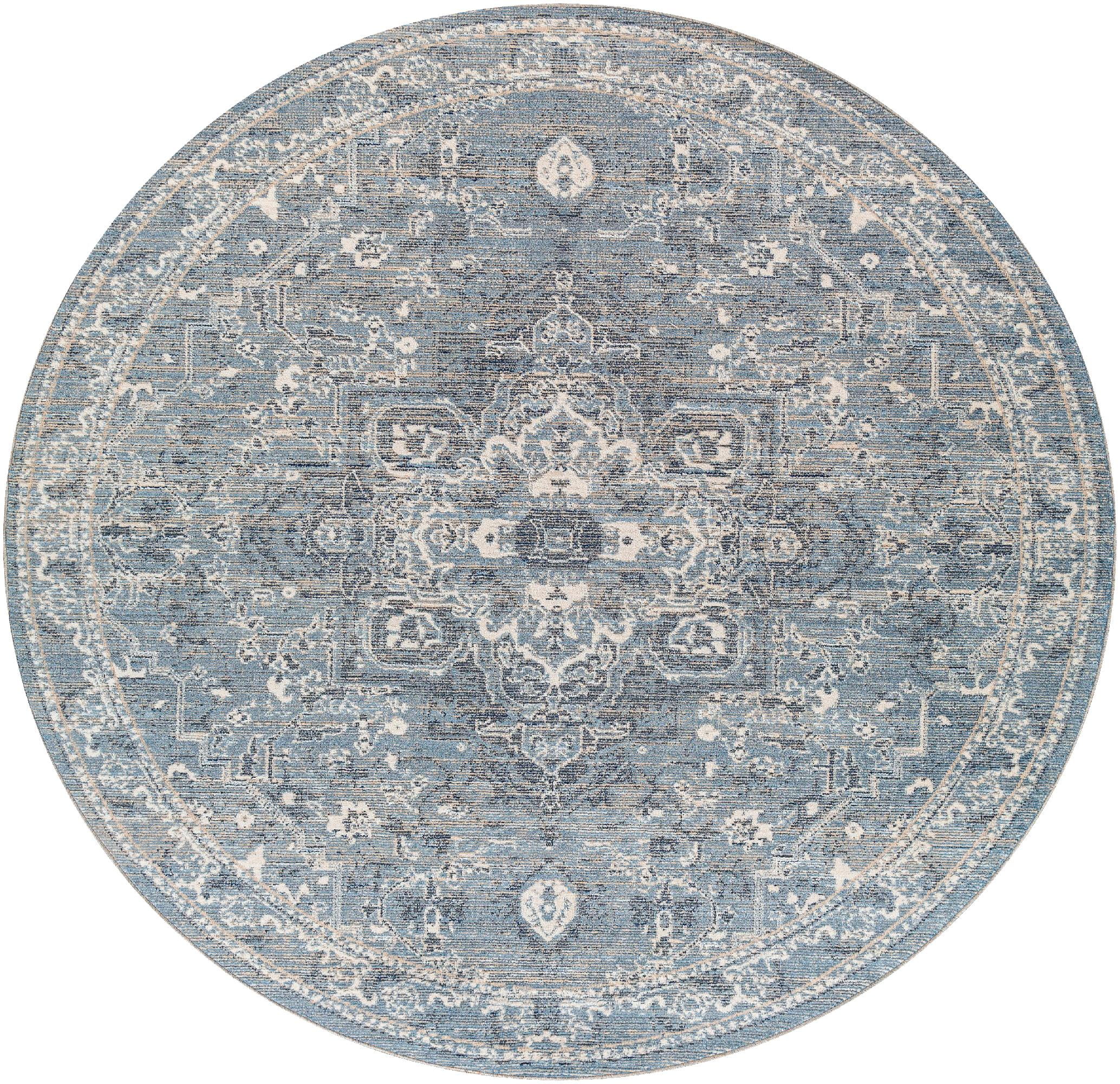 Mark&Day Area Rugs, 8ft Round Jay Traditional Dark Blue Area Rug (7'10 ...