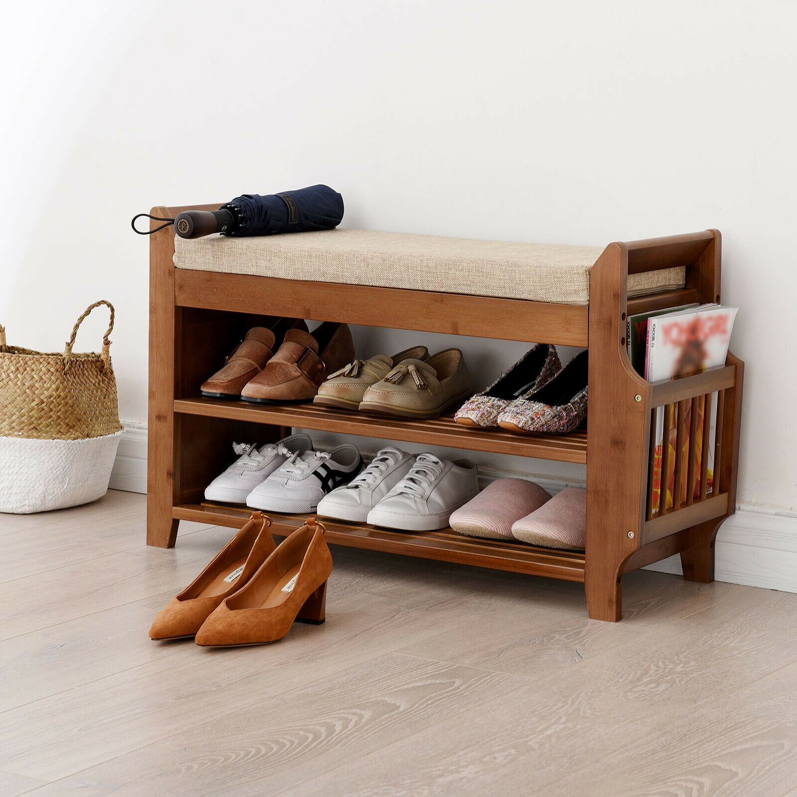 Miumaeov 2 Tier Shoe Bench Shoe Storage Bench Seat Shoe Rack Entryway ...