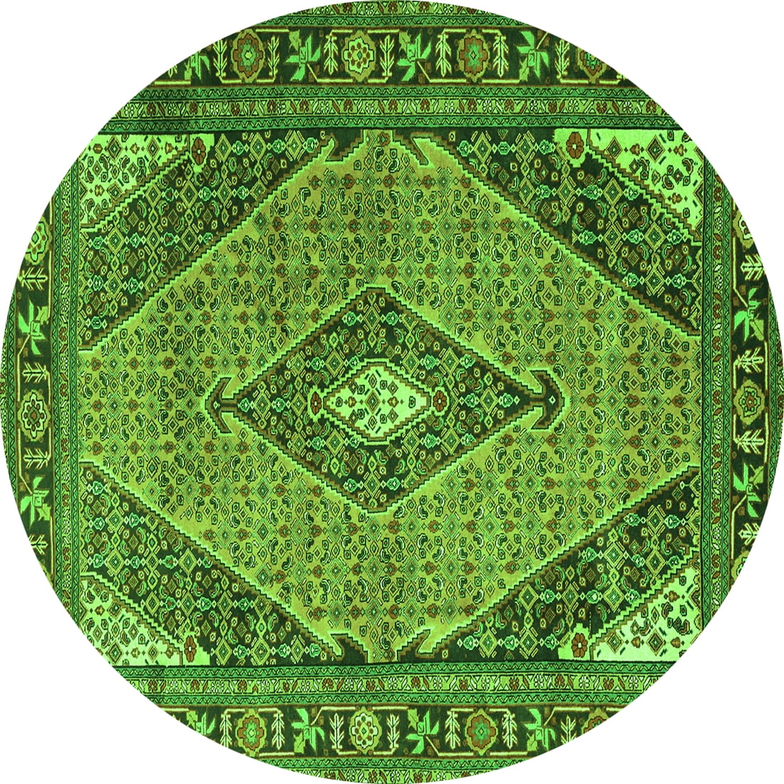 Ahgly Company Indoor Round Medallion Green Traditional Area Rugs, 5 ...