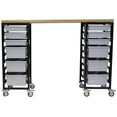 Mobile Workbench Storage Station w/Wood Top -12 StorSystem Trays-Grey ...