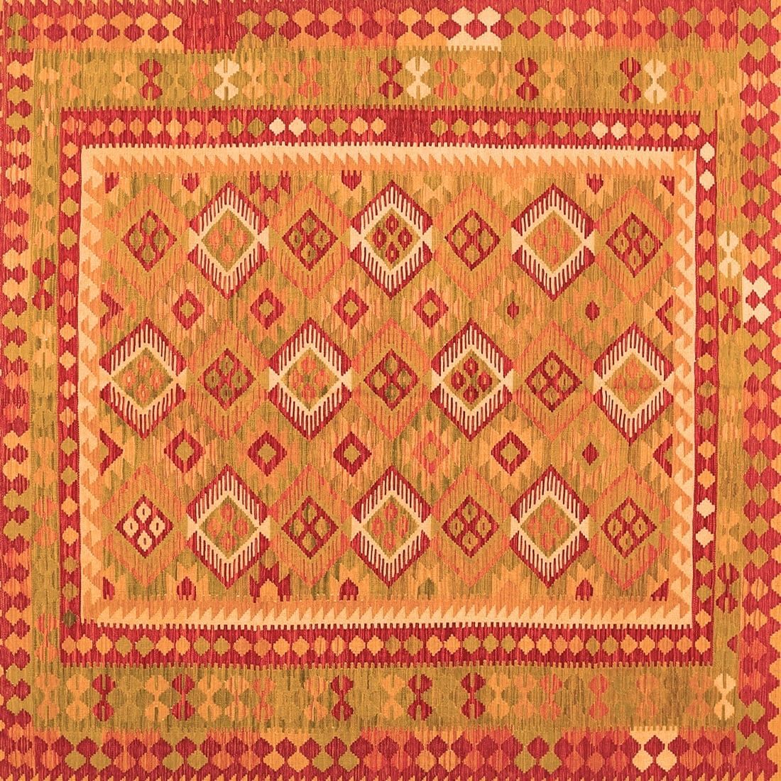 Ahgly Company Indoor Square Southwestern Orange Country Area Rugs, 3 ...