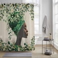 Abstract Shower Curtain for Bathroom, Women with Head Scarves Green ...